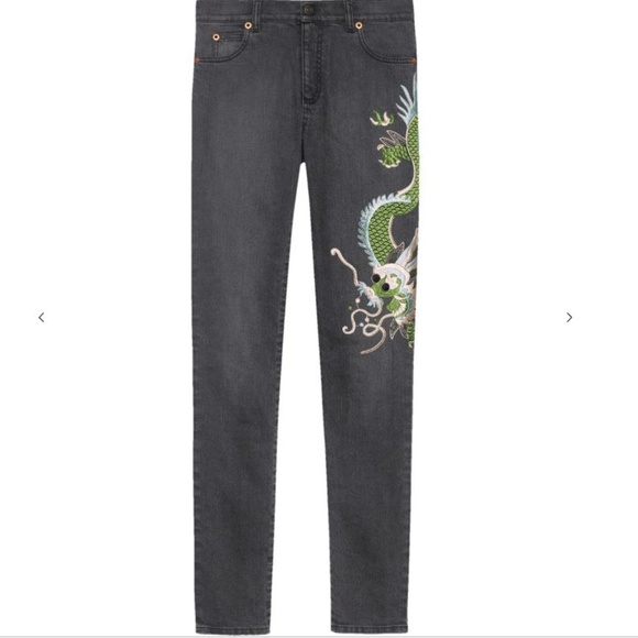 Gucci | Jeans | Gucci Dragon Embroidered Denim Skinny Jeans New | Poshmark